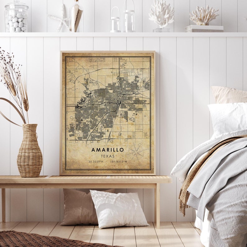 Amarillo Vintage Map Print Amarillo Map Texas Map Art - Etsy