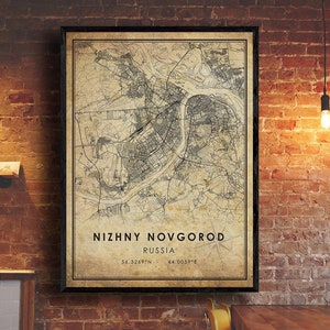 Nizhny Novgorod Vintage Map Print Nizhny Novgorod Russia Map - Etsy