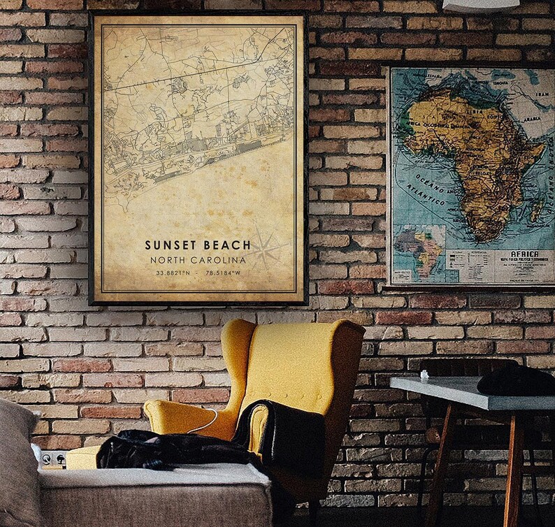 Sunset Beach Map Print | Sunset Beach Map | North Carolina Map Art ...