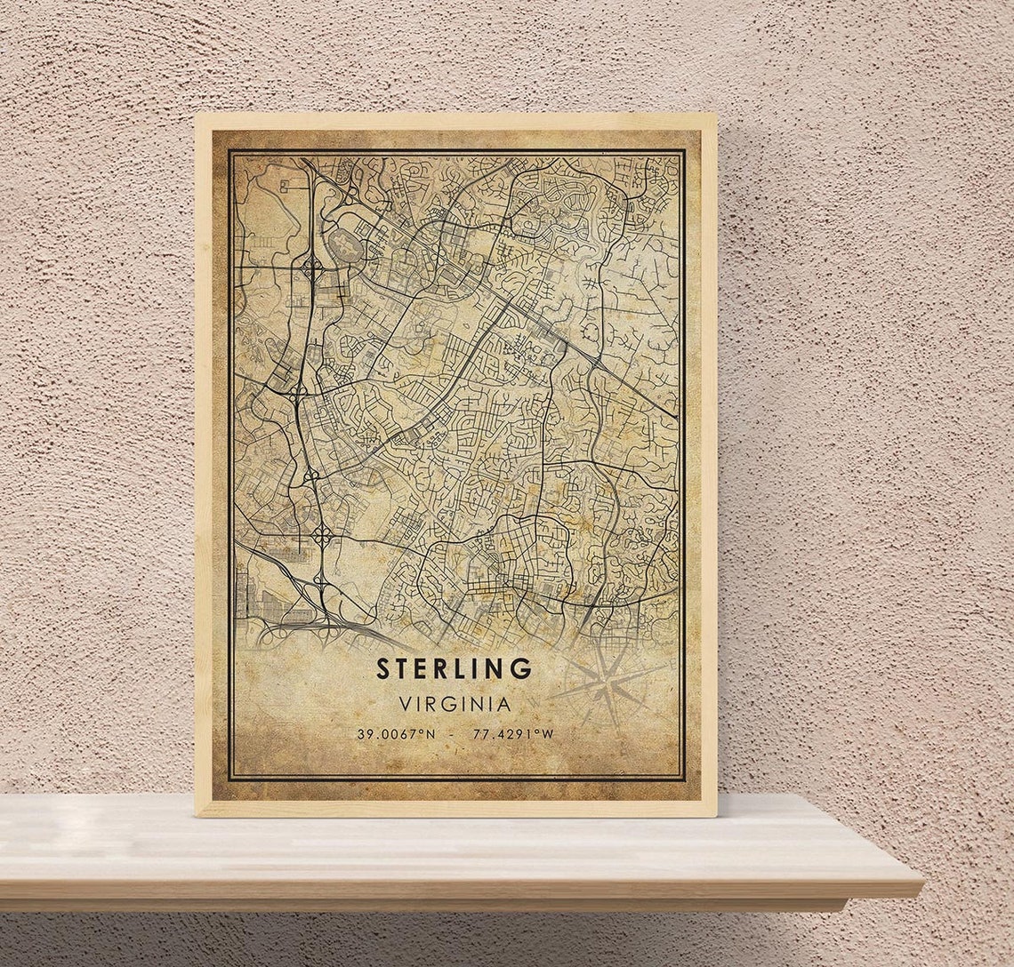 Sterling Map Print Sterling Map Virginia Map Art | Etsy
