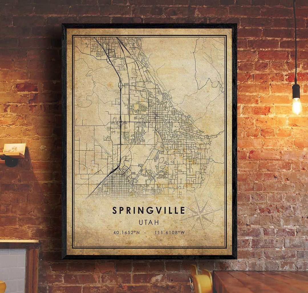 Springville Map Print Springville Map Utah Map Art Springville City ...