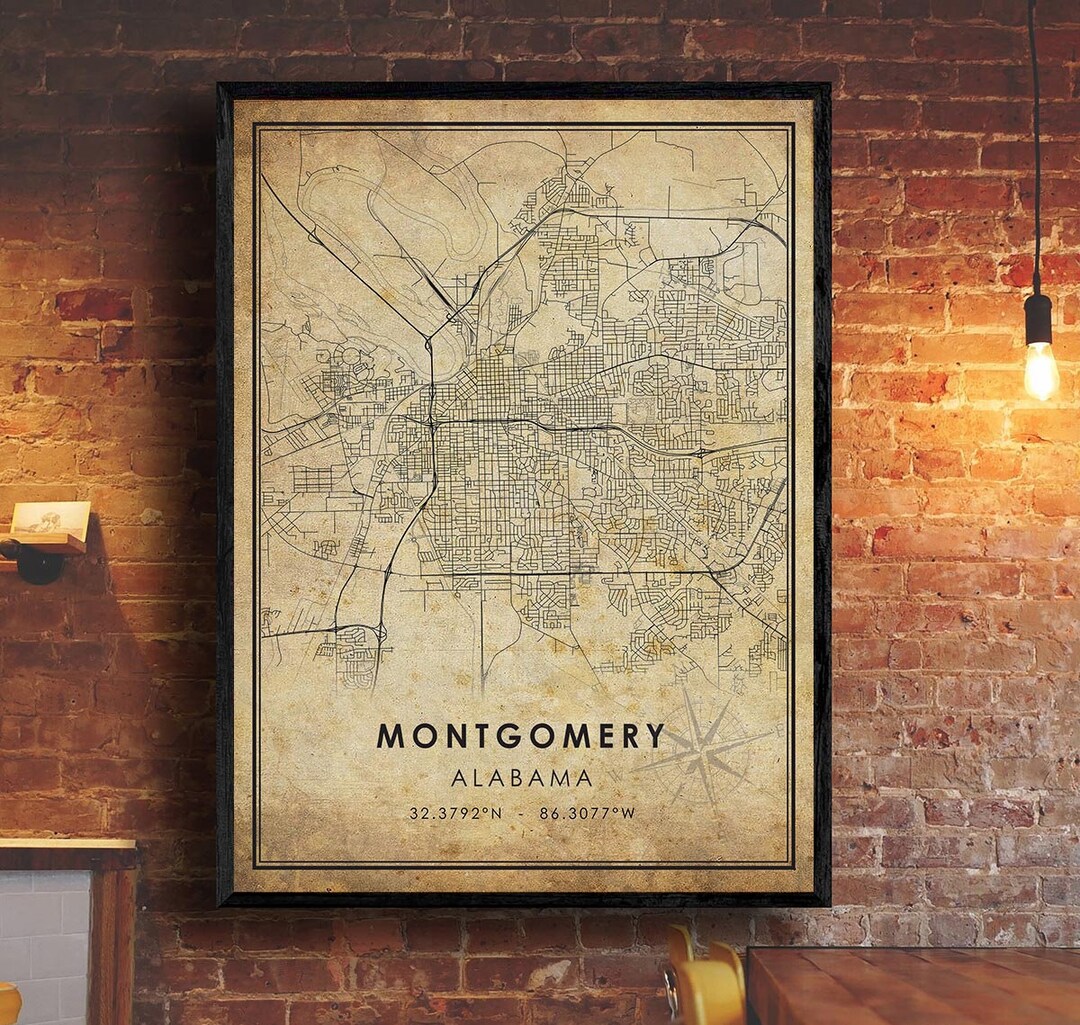 Montgomery Vintage Map Print | Montgomery Map | Alabama Map Art ...