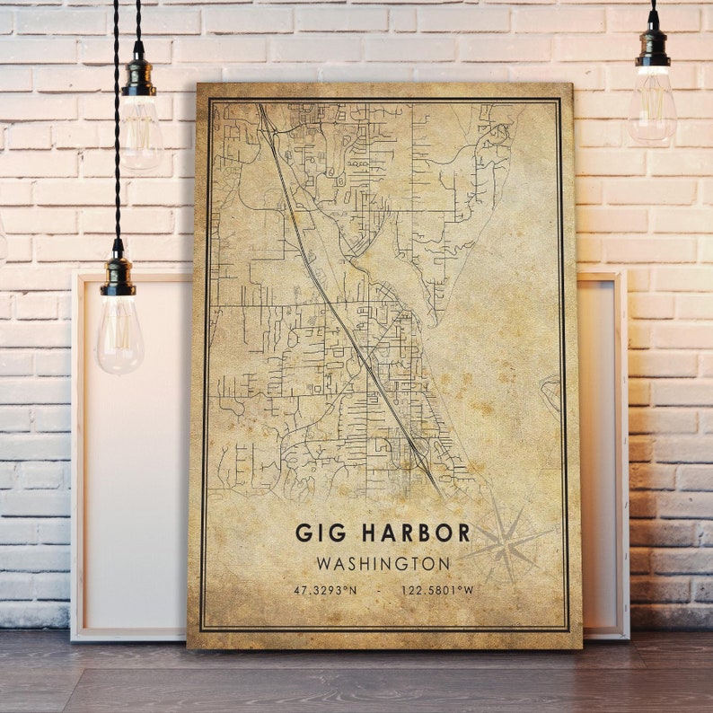 Gig Harbor Map Print Gig Harbor Map Washington Map Art - Etsy