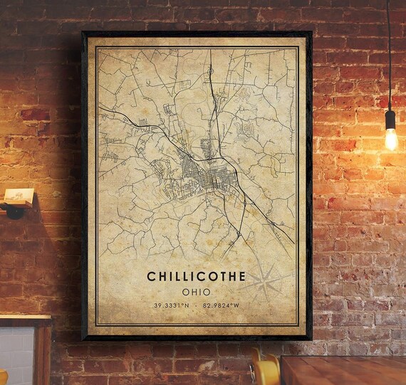 Chillicothe Map Print Chillicothe Map Ohio Map Art | Etsy