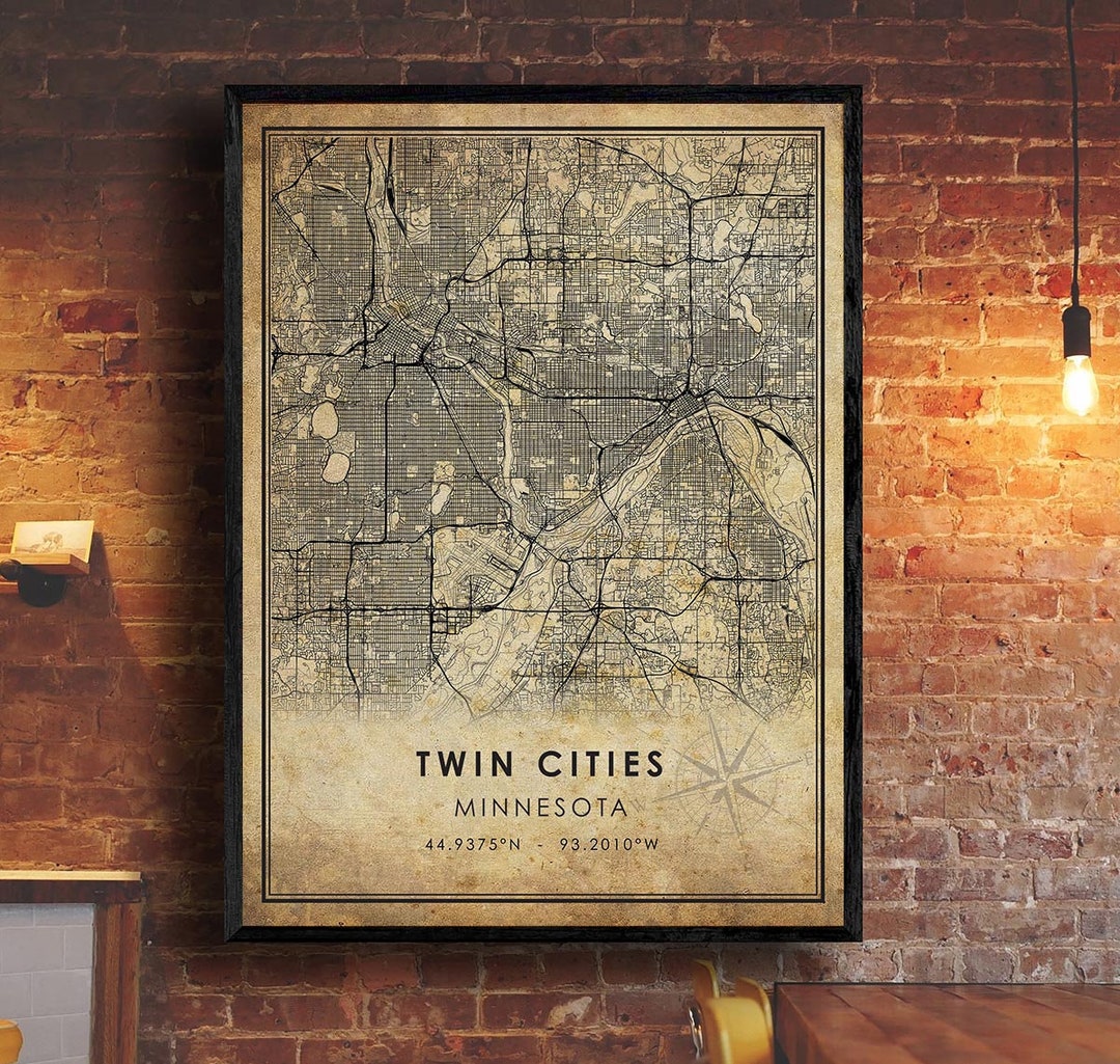 Twin Cities Map Print | Twin Cities Map | Minnesota Map Art | Twin Cities City Road Map Poster ...
