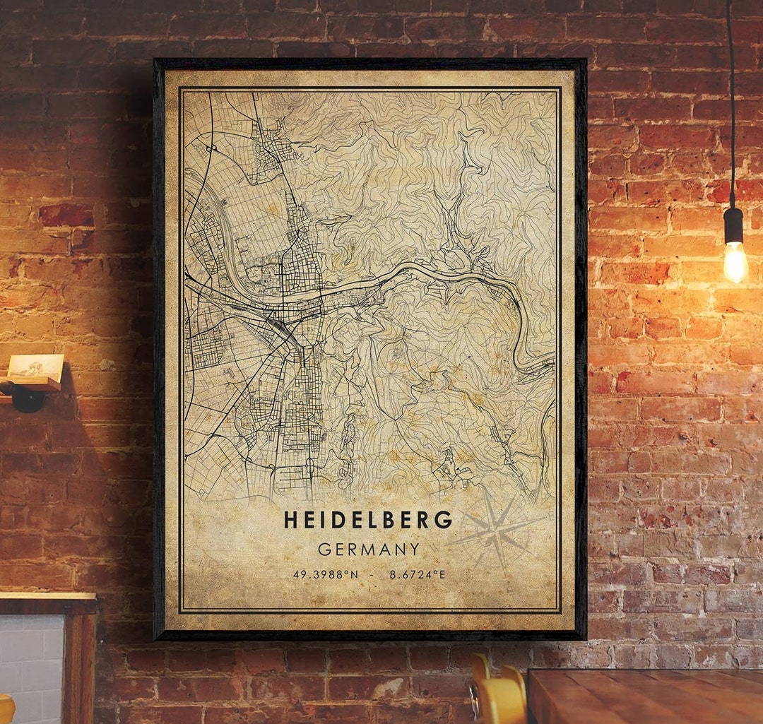 Heidelberg Map Print | Heidelberg Map | Germany Map Art | Heidelberg ...