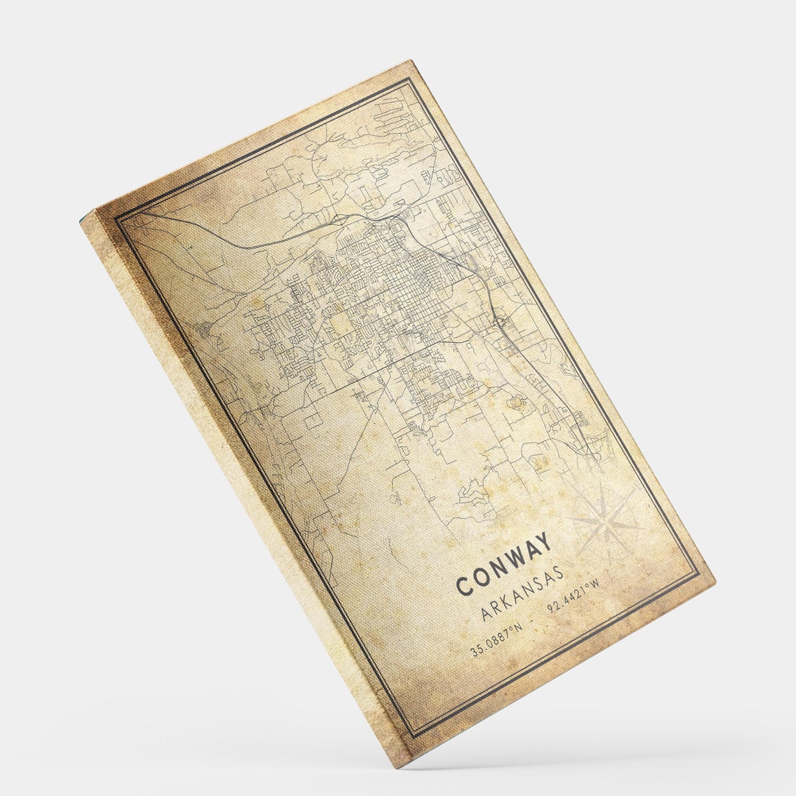 Conway Vintage Map Print Conway Map Arkansas Map Art - Etsy