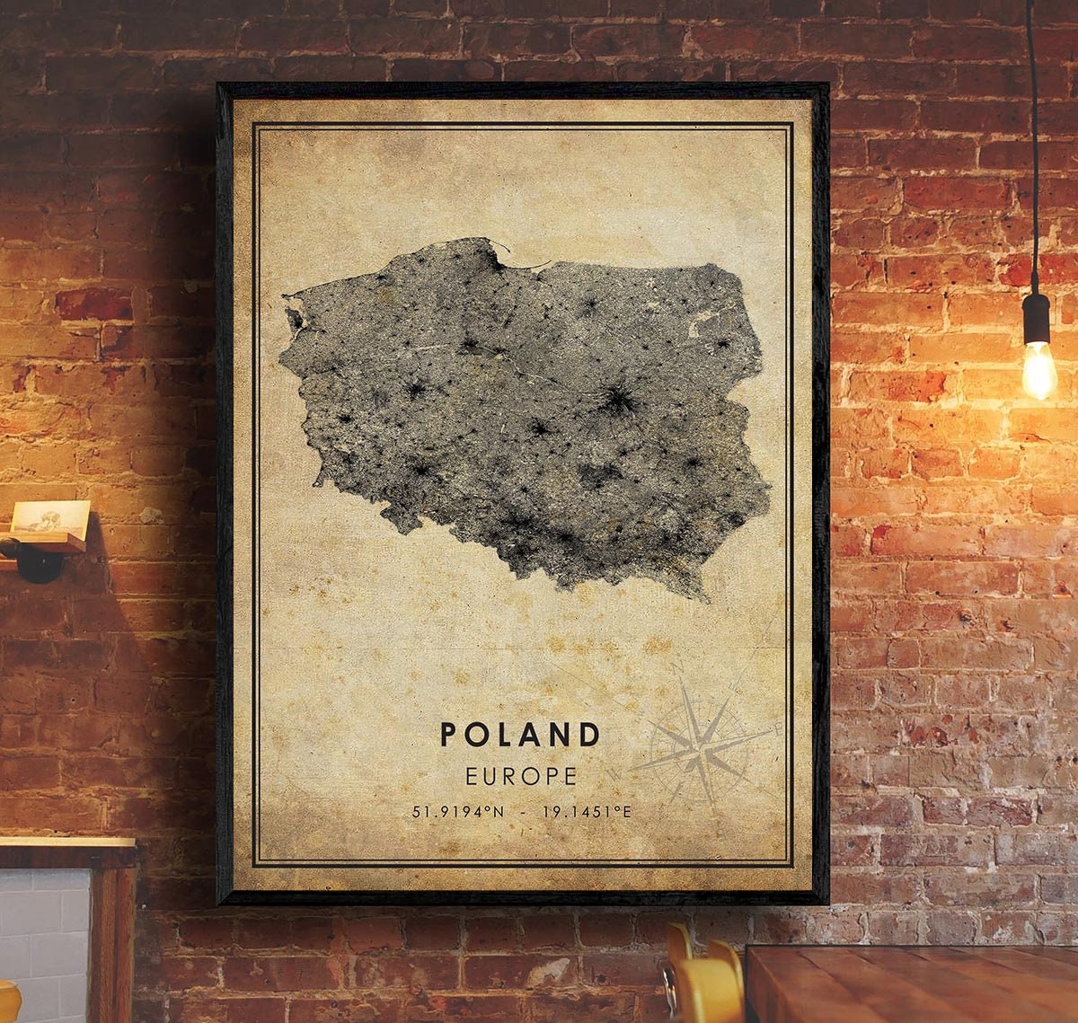 Poland Vintage Map Print Poland Map Poland Europe Map Art - Etsy