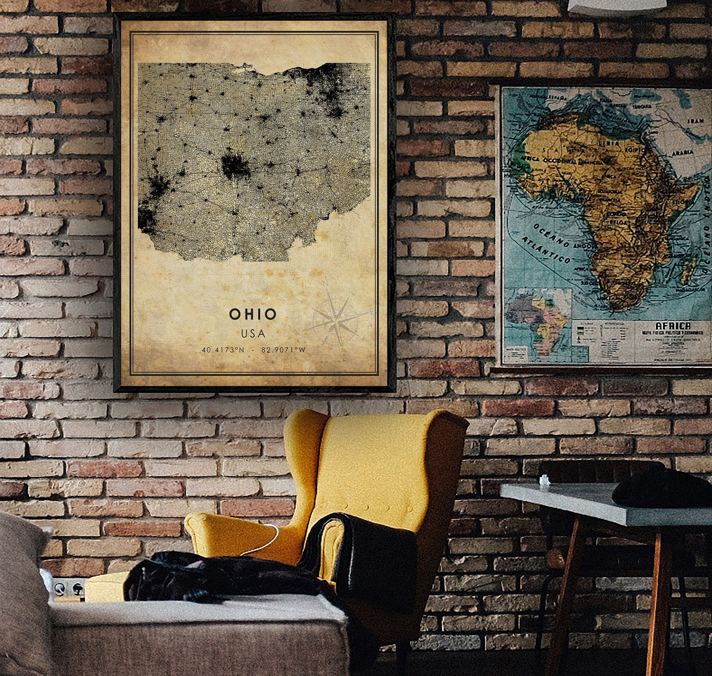 Ohio Vintage Map Print Ohio Map Ohio State Map Art Ohio | Etsy