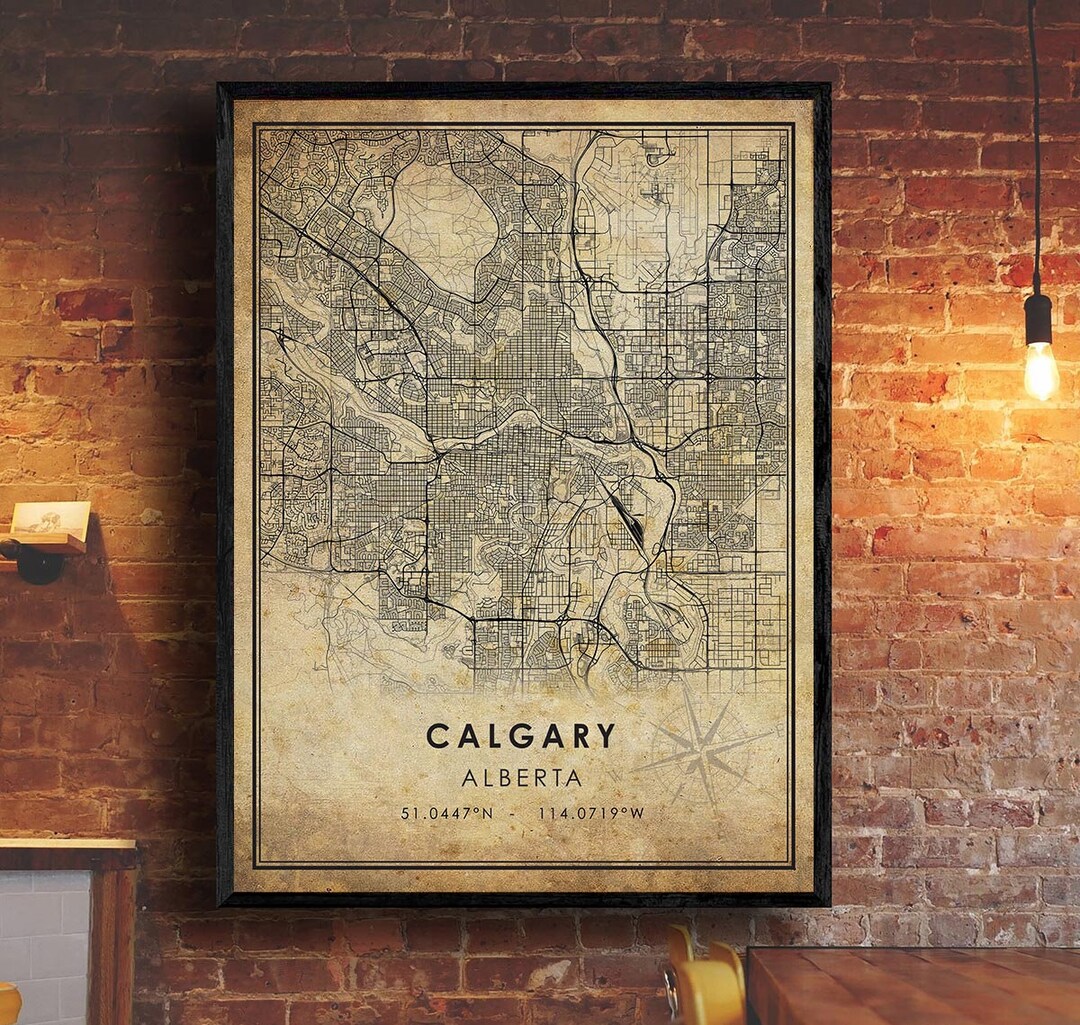 Calgary Vintage Map Print | Calgary Map | Canada Map Art | Calgary City ...