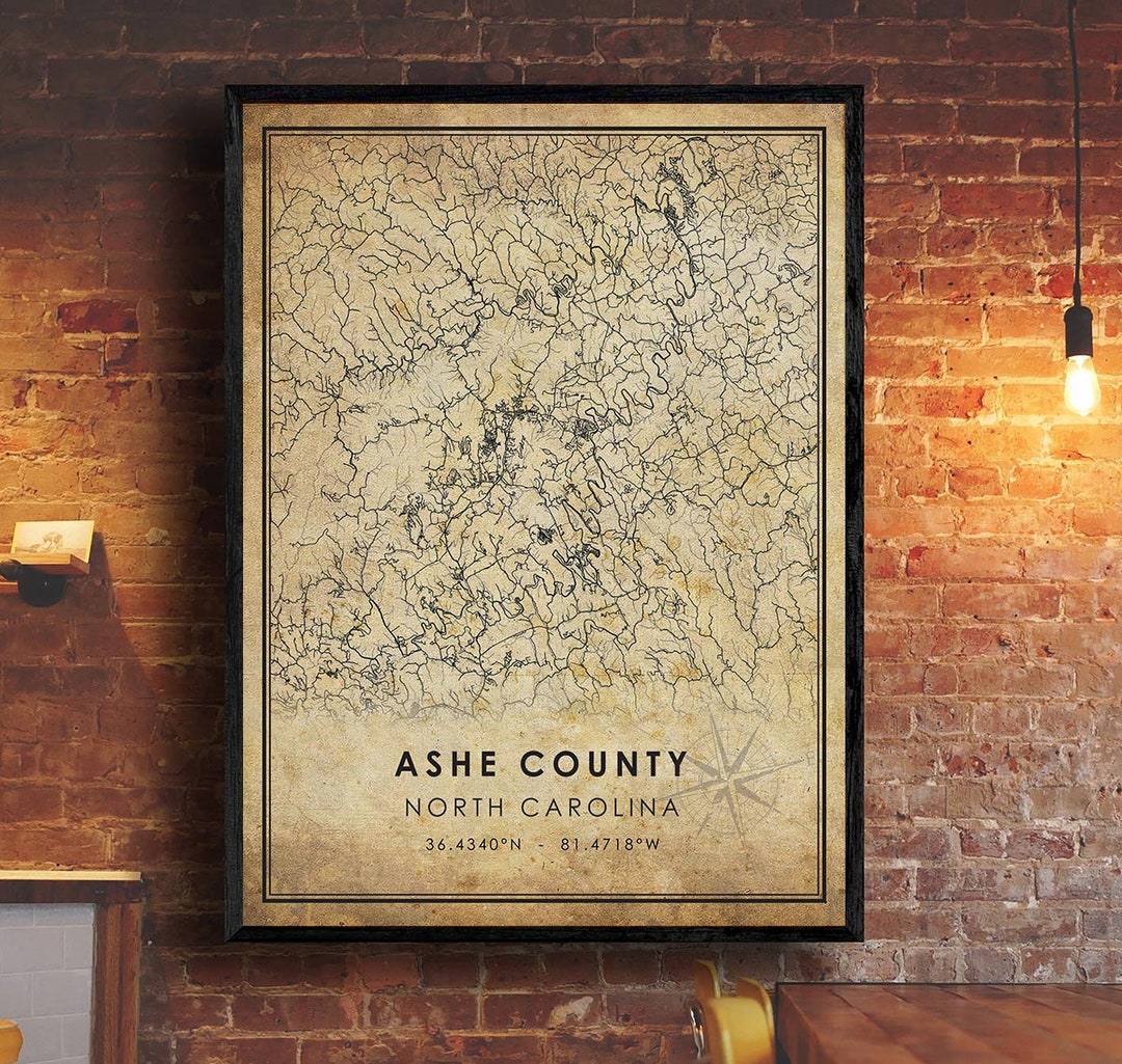 Ashe County Map Print | Ashe County Map | North Carolina Map Art | Ashe ...