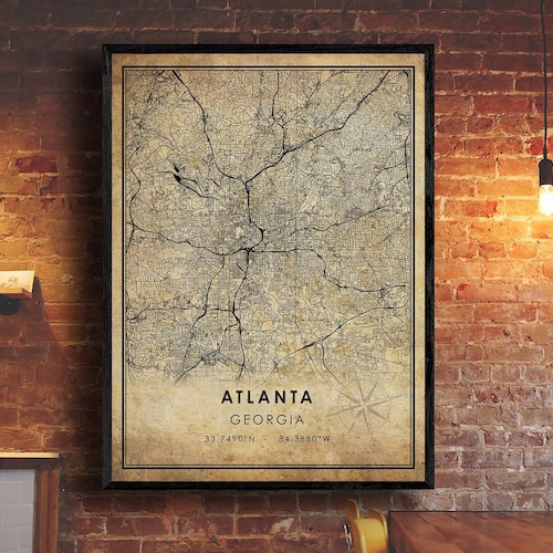 Atlanta Map Minimalist Map Atlanta Print Atlanta Poster - Etsy