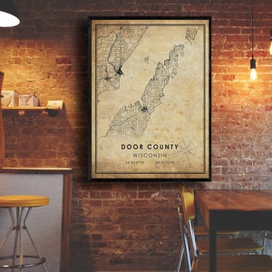 Door County Map Print | Door County Map | Wisconsin Map Art | Door ...
