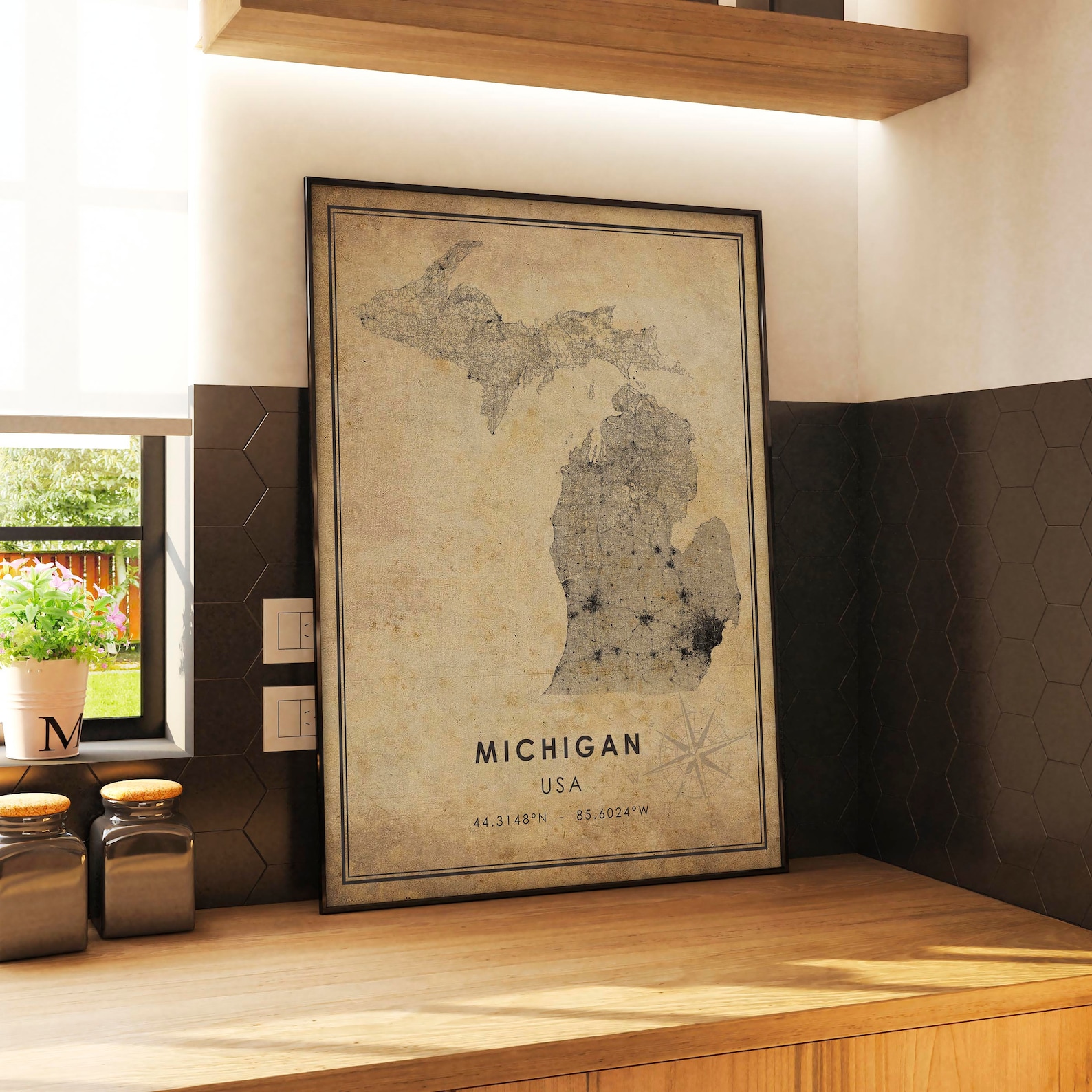 Michigan Vintage Map Print Michigan Map State Map Art - Etsy