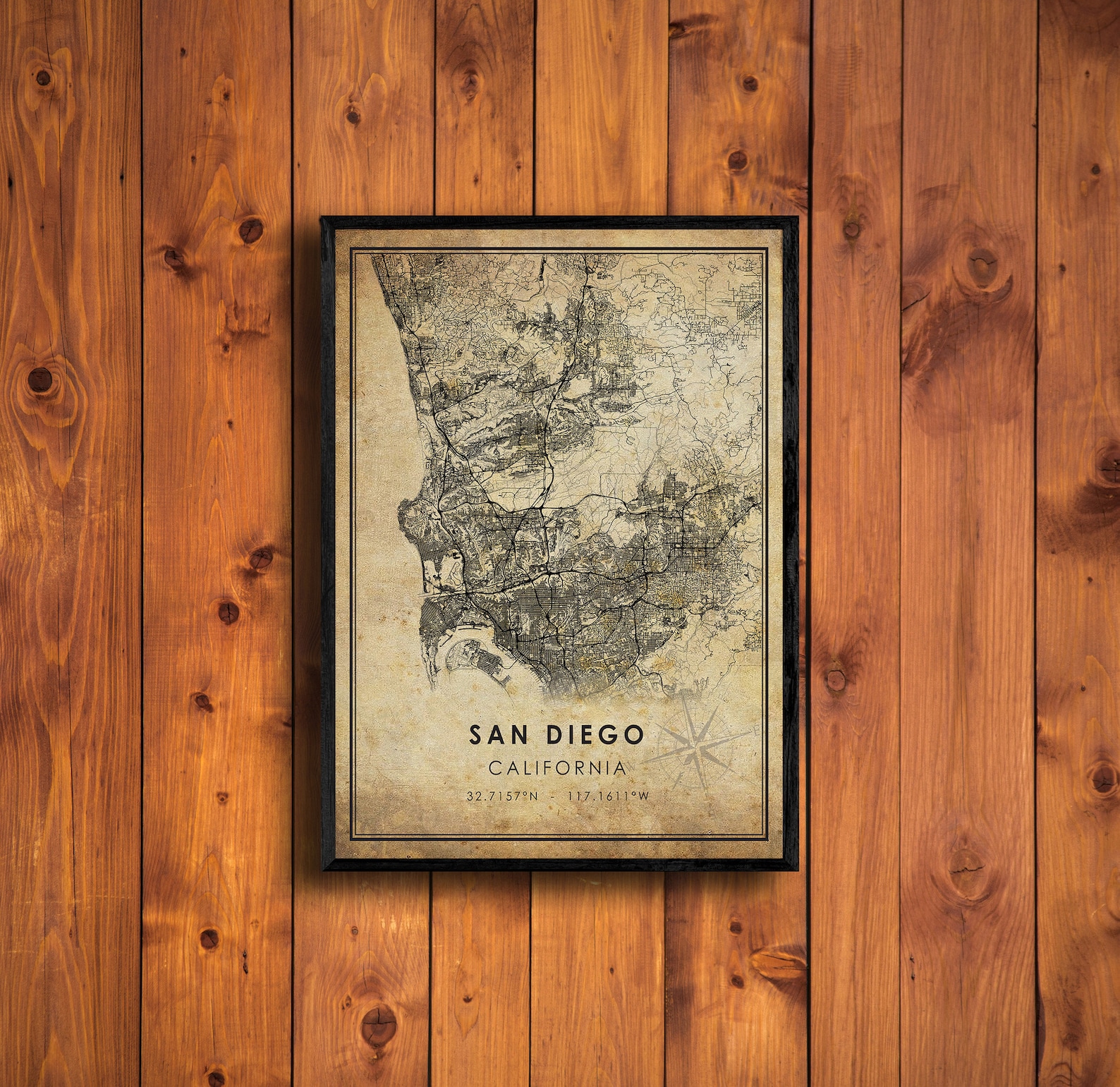 San Diego Vintage Map Print San Diego California Map San | Etsy
