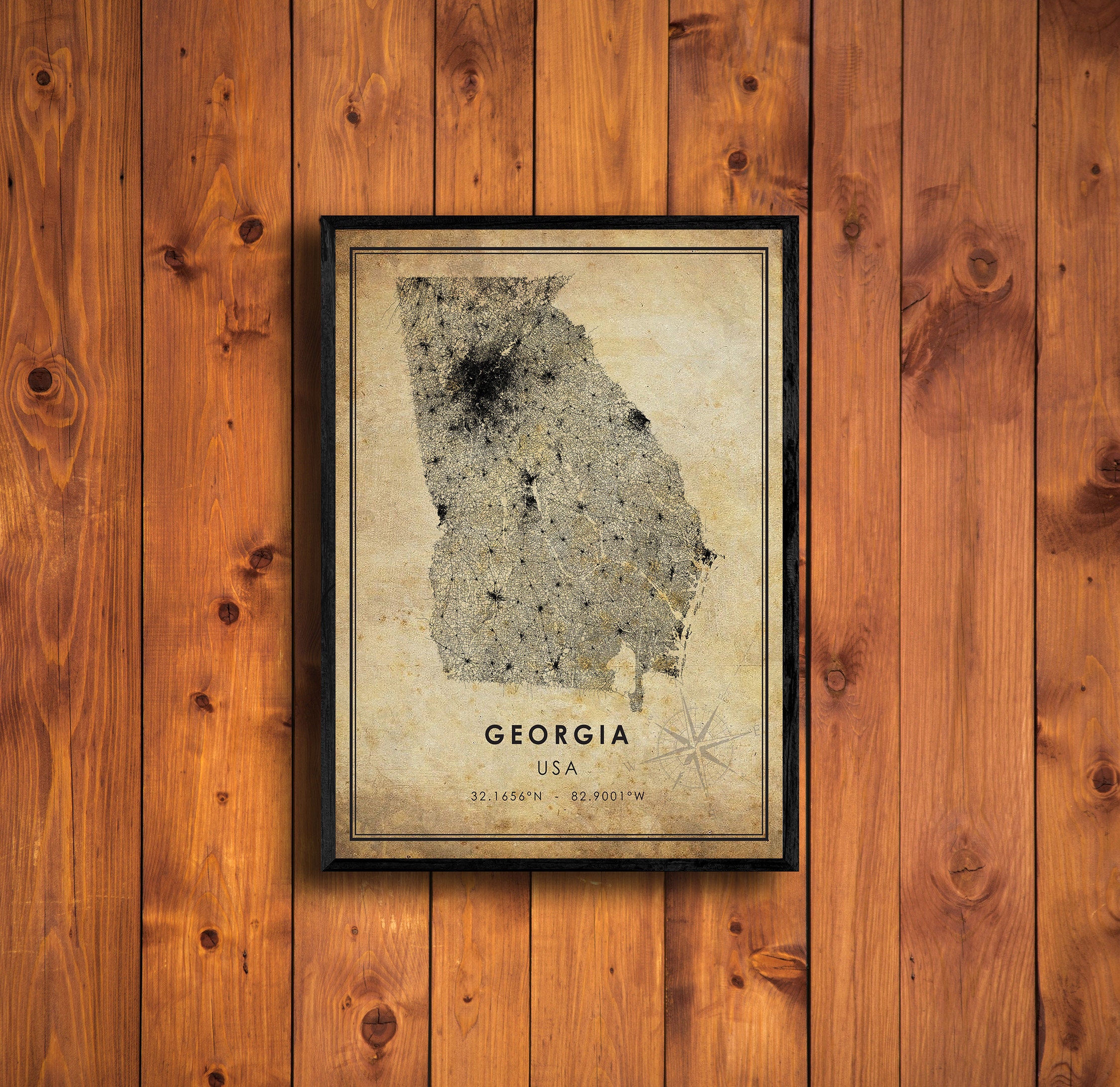 Georgia Vintage Map Print Georgia Map State Map Art - Etsy