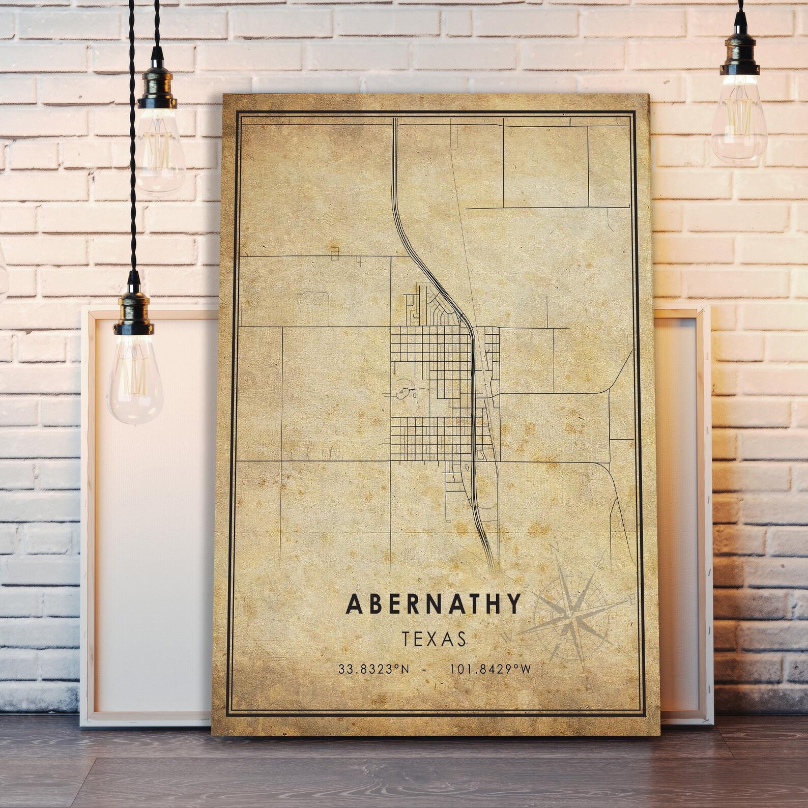 Abernathy Vintage Map Print Abernathy Map Abernathy Texas City Road Map ...