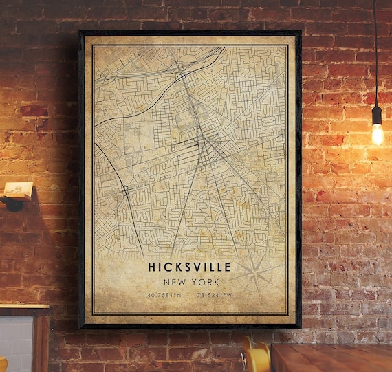 Hicksville Vintage Map Print Hicksville New York Map - Etsy