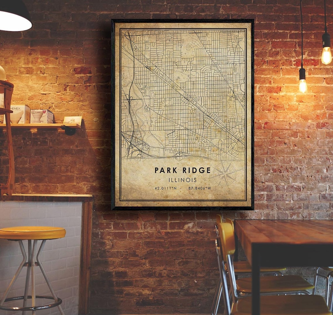 Park Ridge Vintage Map Print | Park Ridge Illinois Map Art | Park Ridge ...