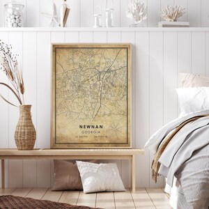 Newnan Vintage Map Print Newnan Map Georgia Map Art Newnan City Road ...
