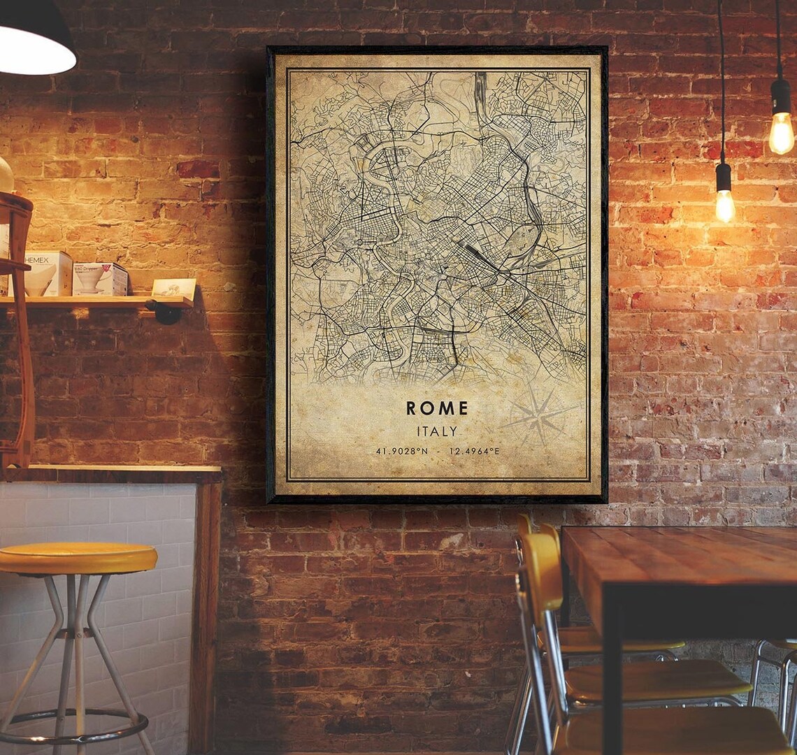 Rome Vintage Map Print Rome Map Italy Map Art Rome City - Etsy