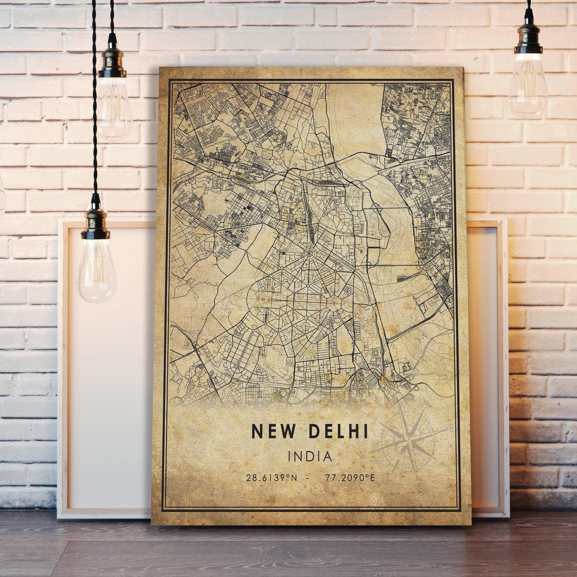 New Delhi Vintage Map Print | India Map | New Delhi Map Art | New Delhi ...