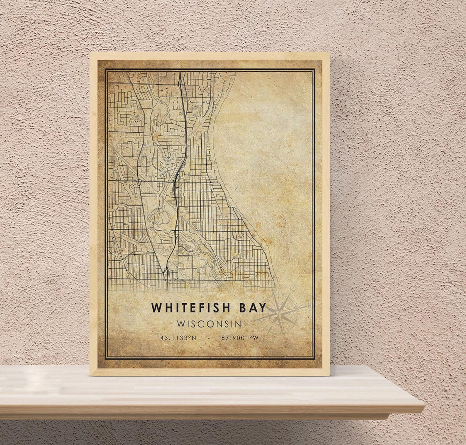 Whitefish Bay Map Print Whitefish Bay Map Wisconsin Map | Etsy