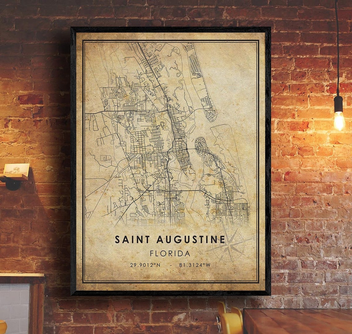 Saint Augustine Map Print Saint Augustine Map Florida Map - Etsy