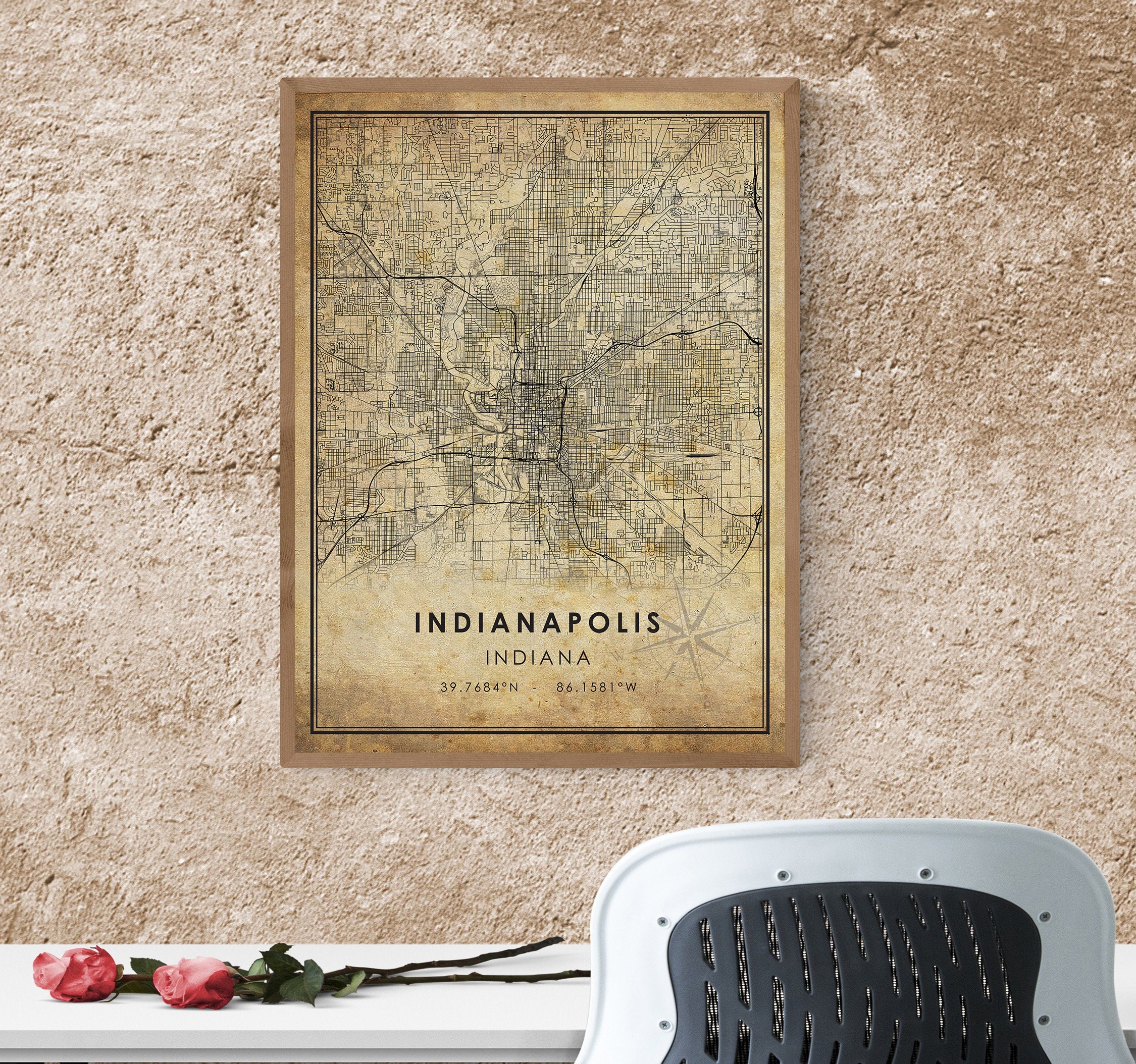 Indianapolis Vintage Map Print Indianapolis Map Indiana | Etsy