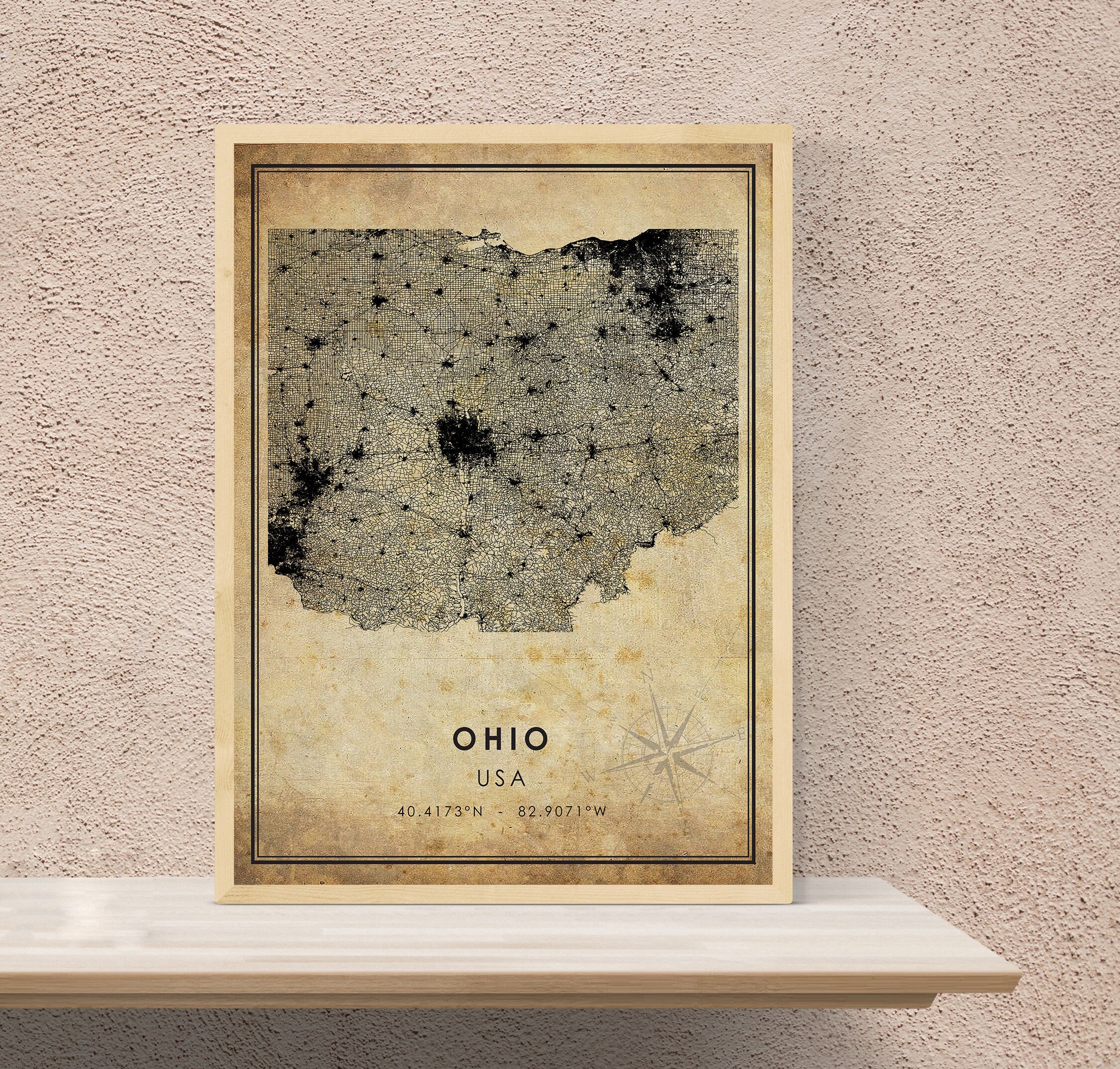 Ohio Vintage Map Print Ohio Map Ohio State Map Art Ohio | Etsy