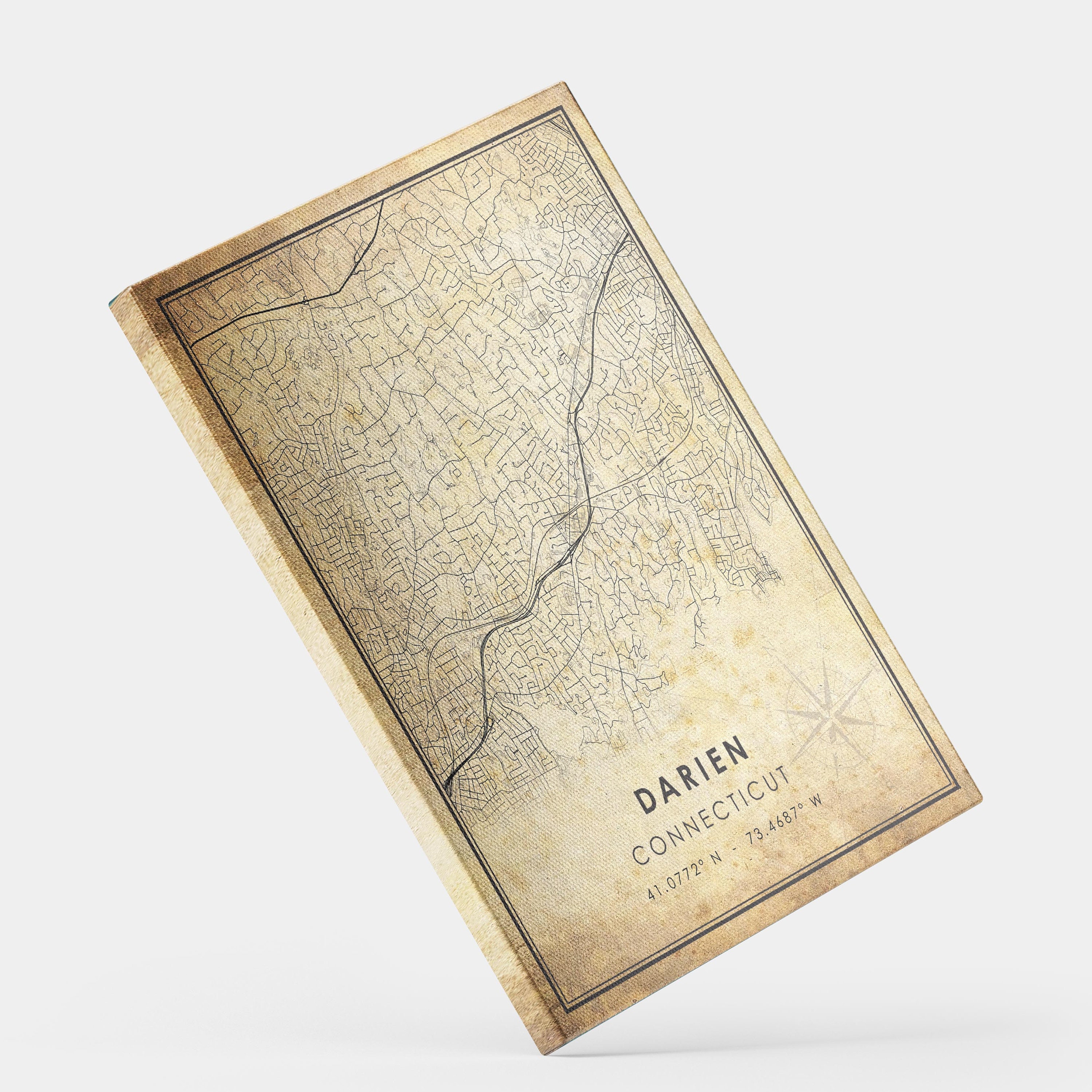 Darien Vintage Map Print Darien Map Connecticut Map Art - Etsy