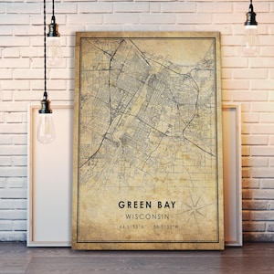Green Bay Map Print Green Bay Map Wisconsin Map Art Green Bay City Road ...