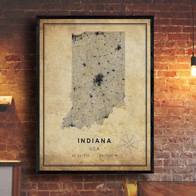 Indiana Map - Etsy