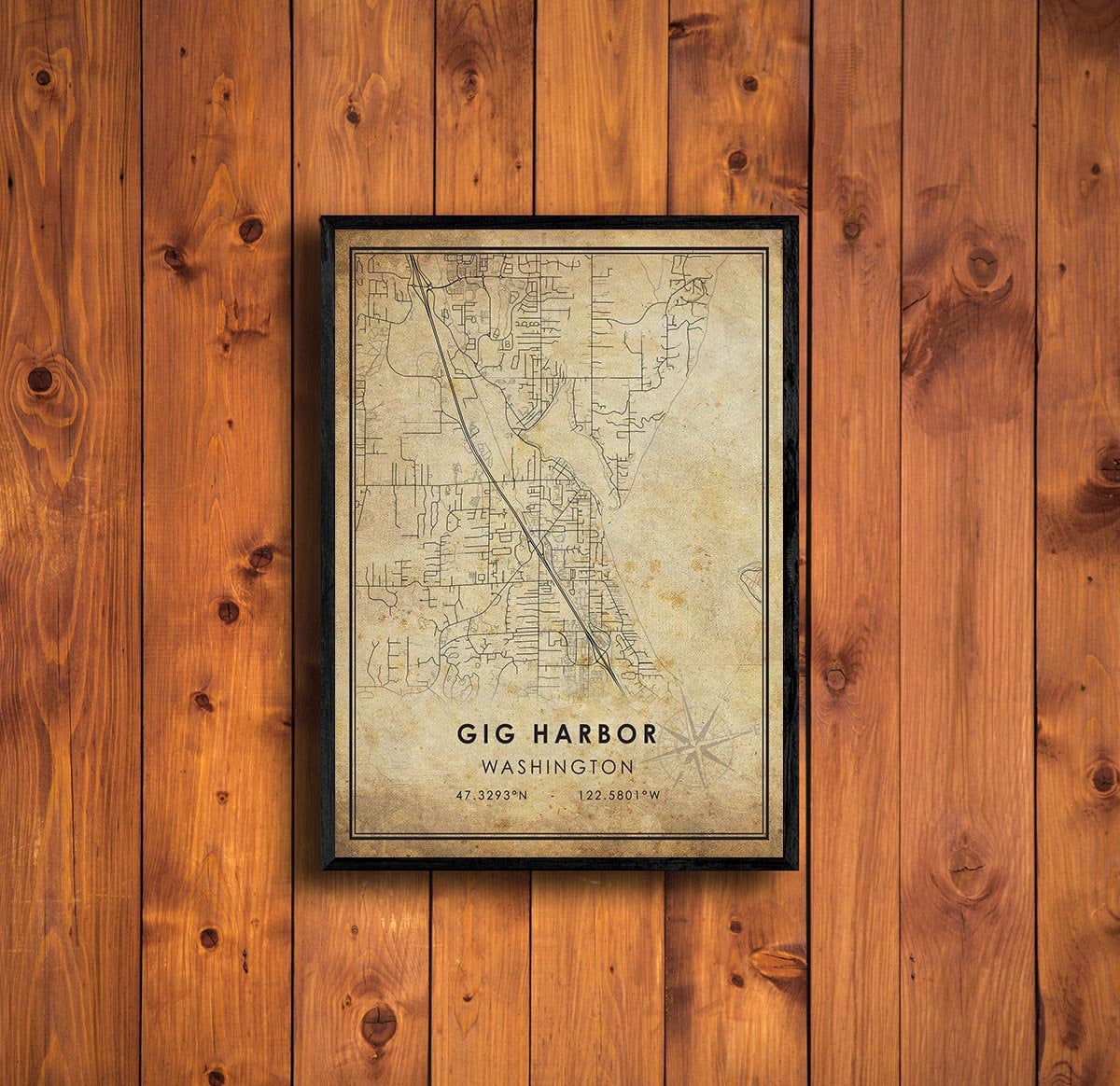 Gig Harbor Map Print Gig Harbor Map Washington Map Art | Etsy