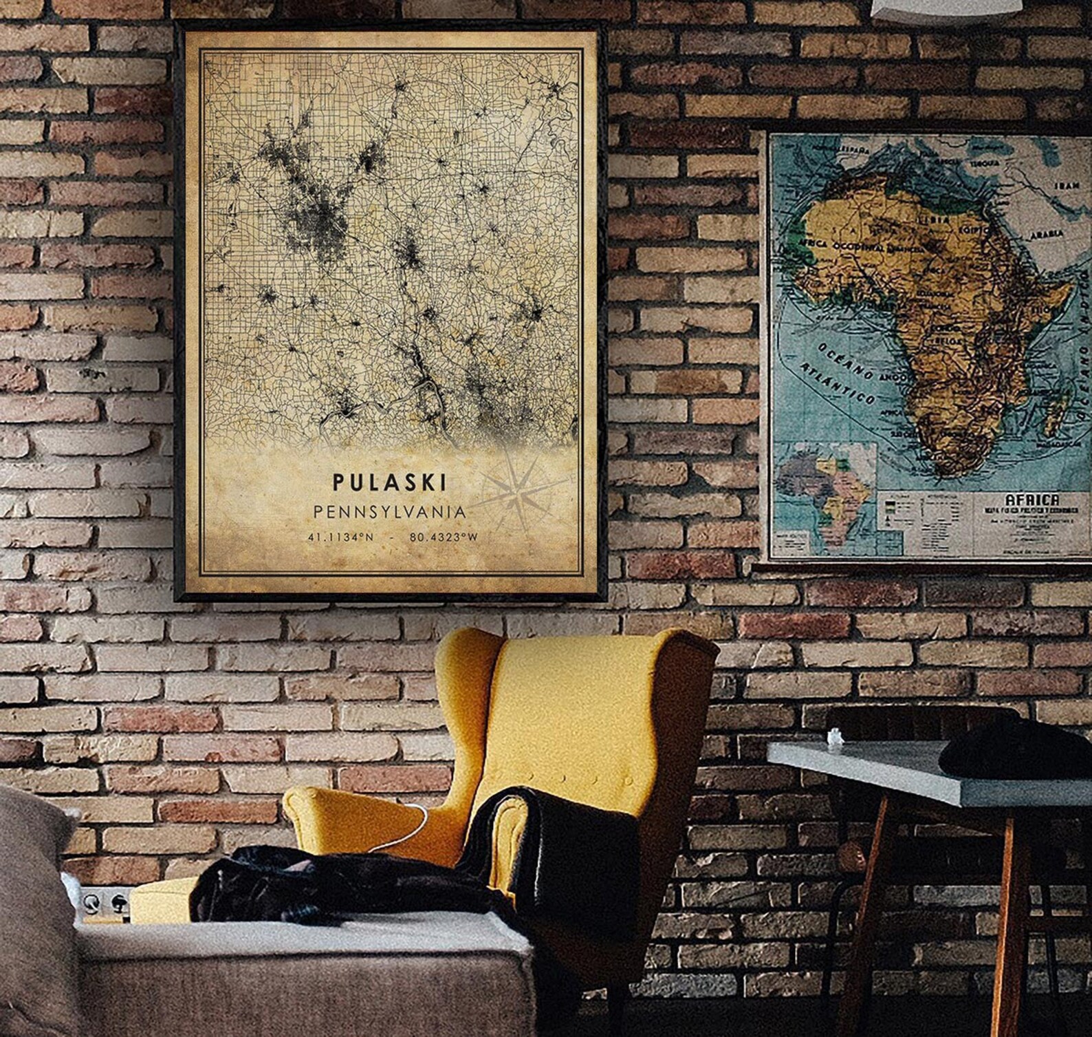 Pulaski Map Print Pulaski Map Pennsylvania Map Art - Etsy