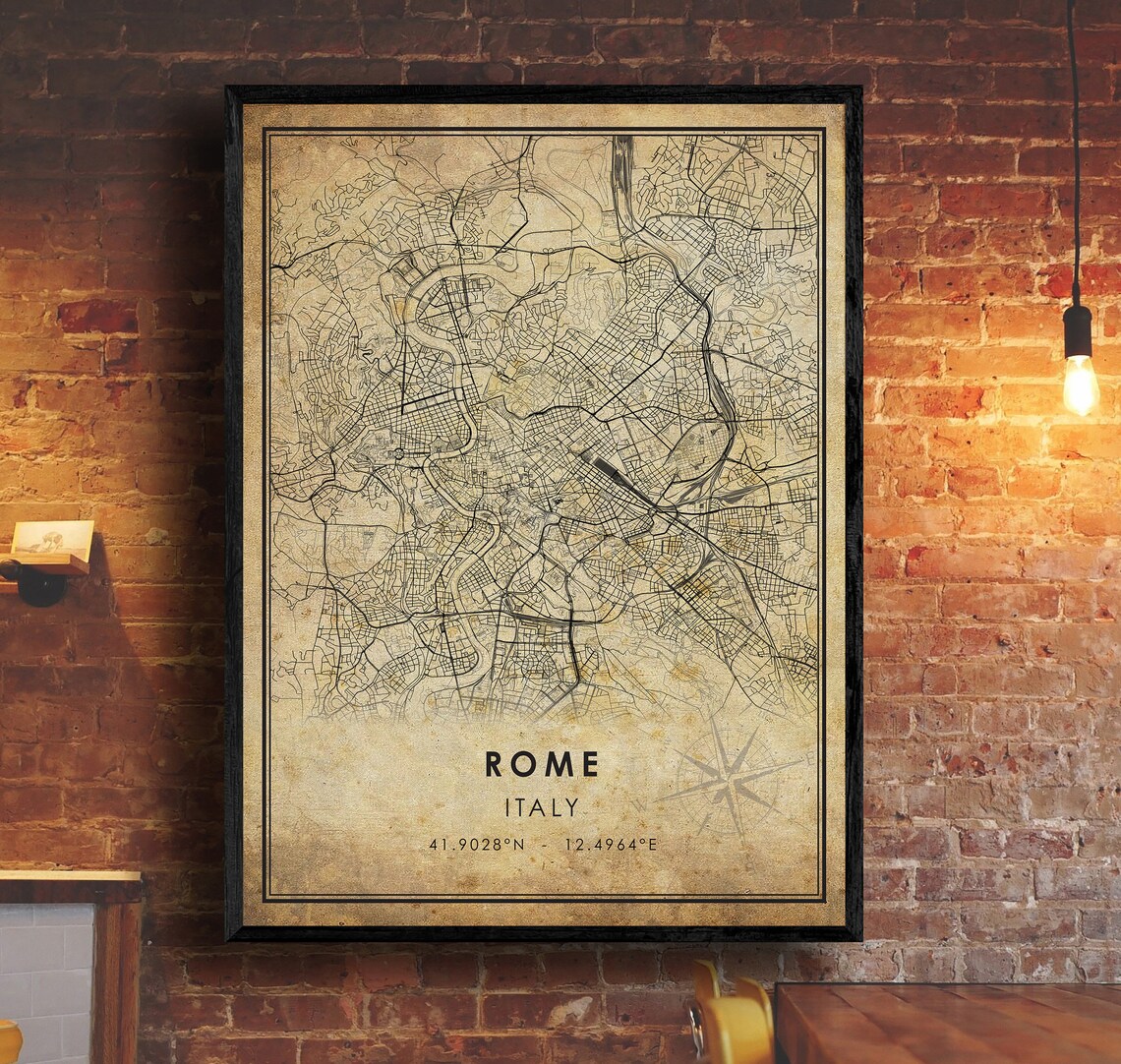 Rome Vintage Map Print Rome Map Italy Map Art Rome City - Etsy