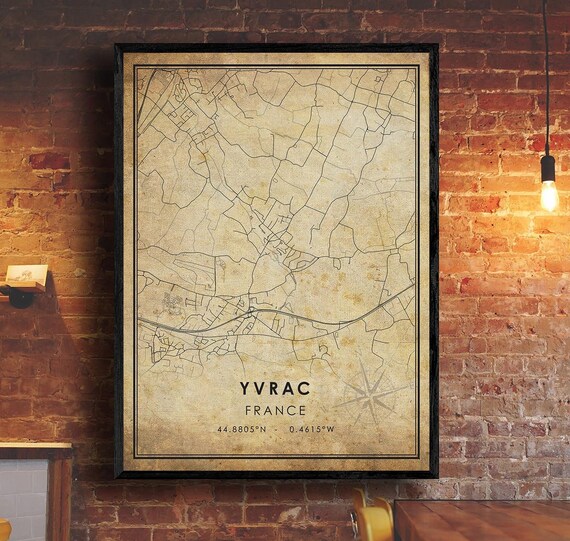 Yvrac Map Print Yvrac Map France Map Art Yvrac City Road | Etsy