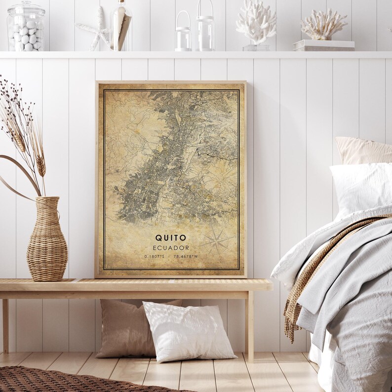 Quito Vintage Map Print Quito Map Ecuador Map Art Quito - Etsy