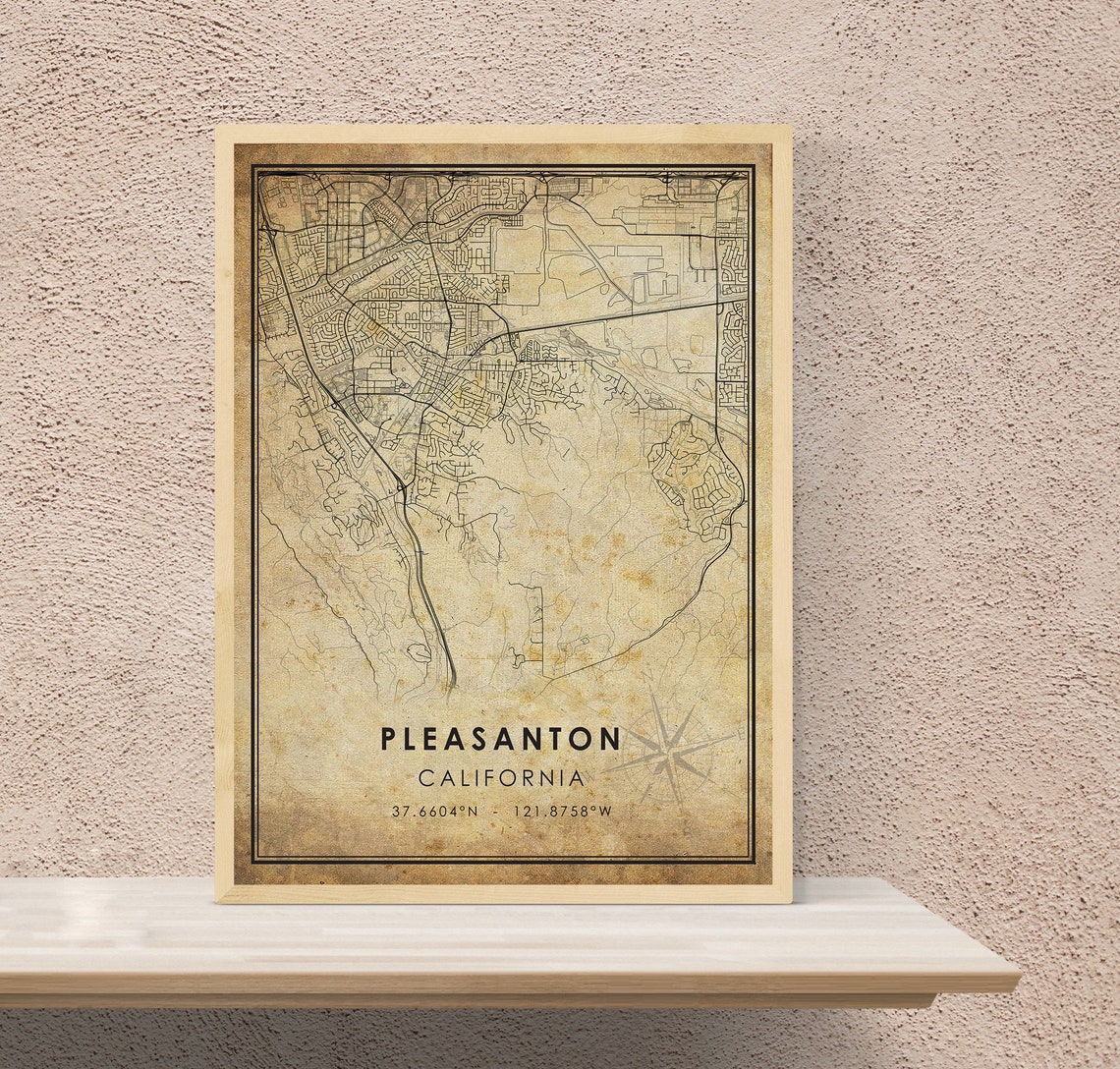 Pleasanton Vintage Map Print Pleasanton Map California Map | Etsy