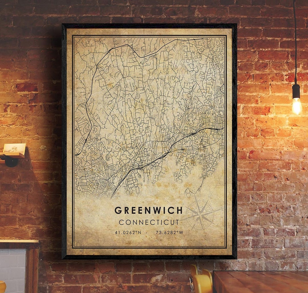 Greenwich Map Print | Greenwich Map | Connecticut Map Art | Greenwich ...