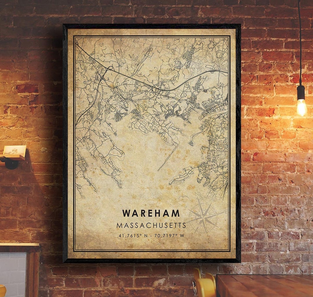 Wareham Map Print | Wareham Map | Massachusetts Map Art | Wareham Road ...