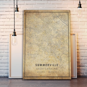 Summerville Vintage Map Print Summerville Map South Carolina Map Art ...