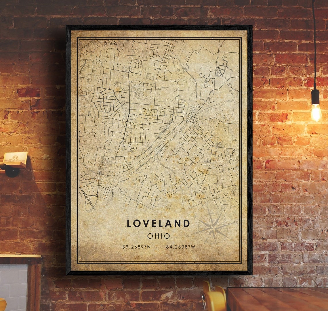 Loveland Vintage Map Print Loveland Ohio Map Loveland City | Etsy