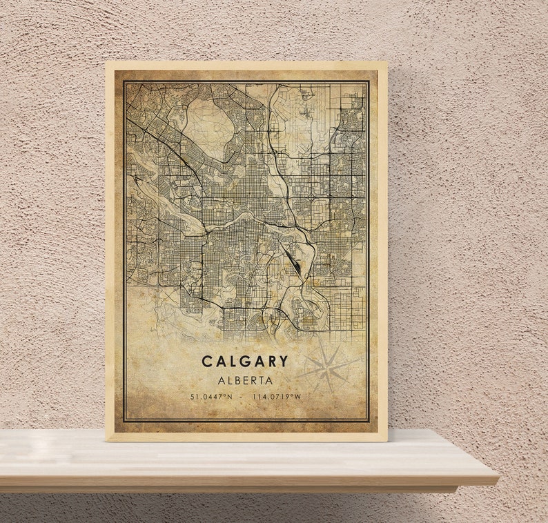 Calgary Vintage Map Print Calgary Map Canada Map Art | Etsy