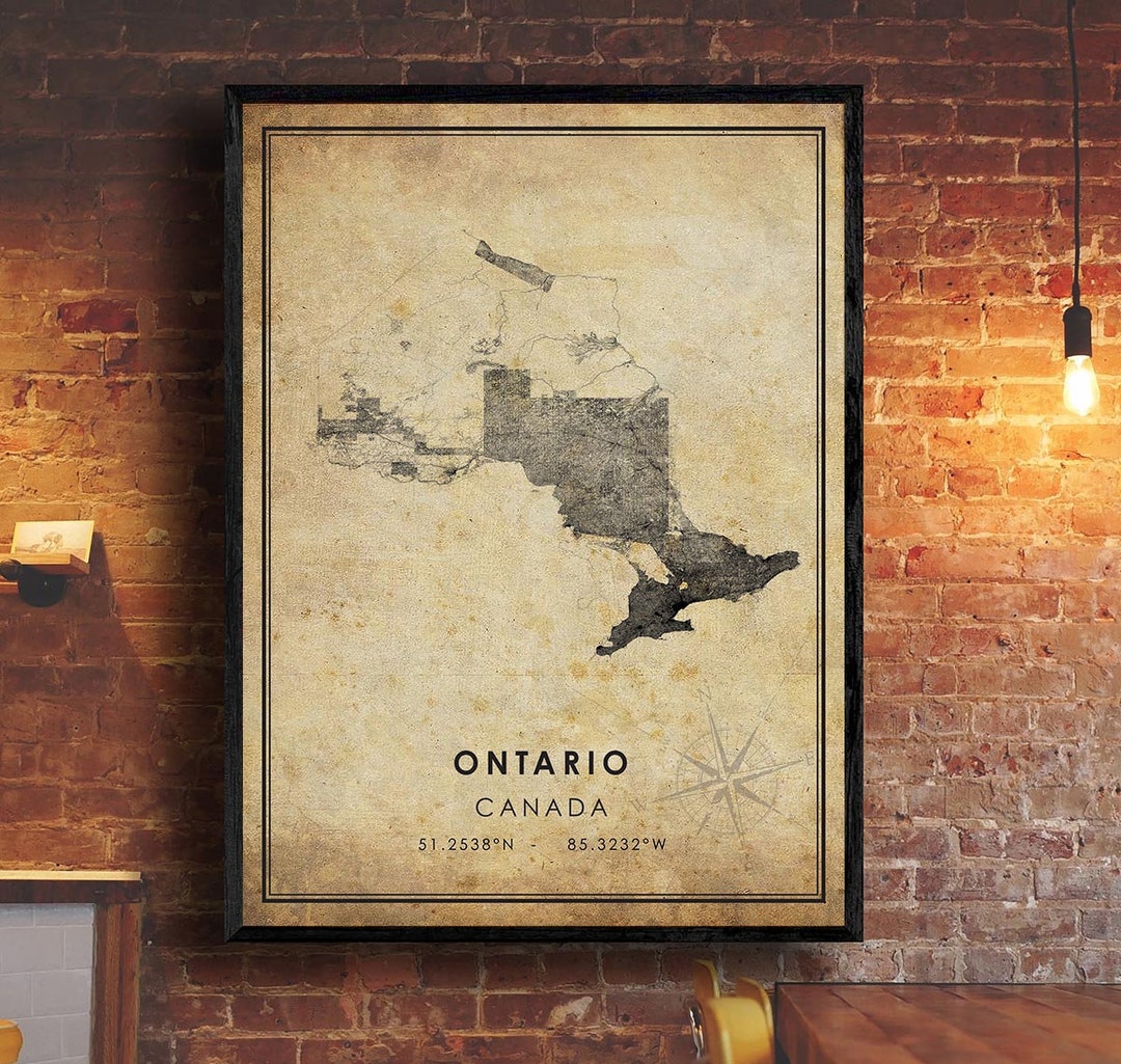 Ontario Map Print | Ontario Map | Canada Map Art | Ontario City Road ...