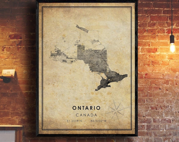 Ontario Cities Typography Map Print | Handmade | Ontario Map | Ontario ...