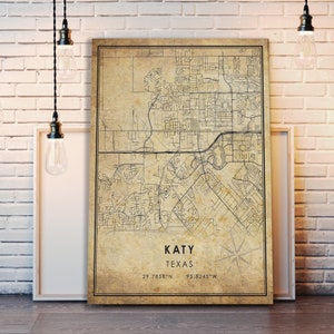 Katy Map Print | Katy Map | Texas Map Art | Katy City Road Map Poster ...