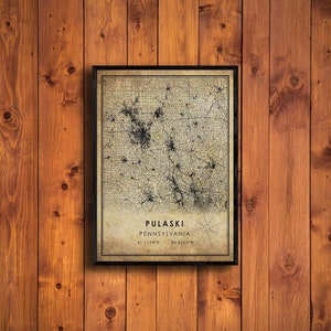 Pulaski Map Print Pulaski Map Pennsylvania Map Art | Etsy