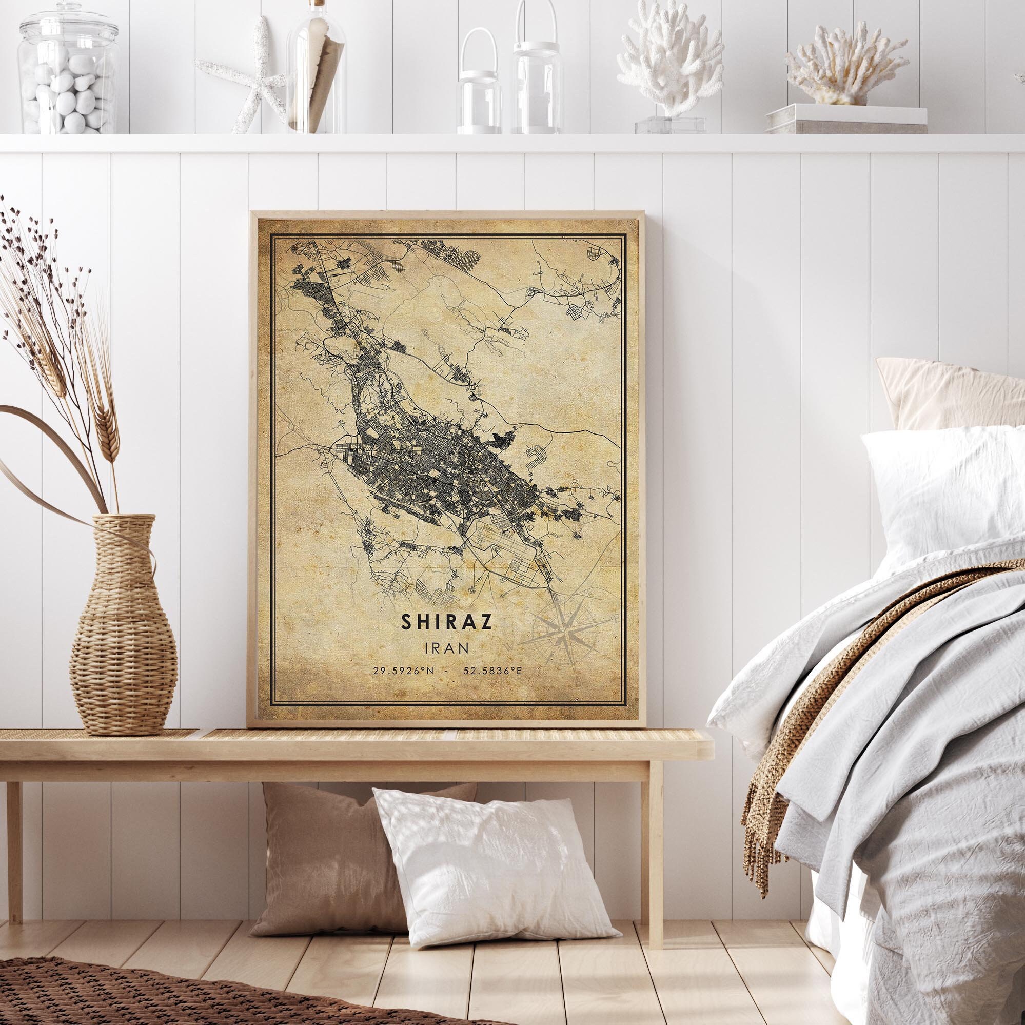 Shiraz Map Print Shiraz Map Iraq Map Art Shiraz City - Etsy