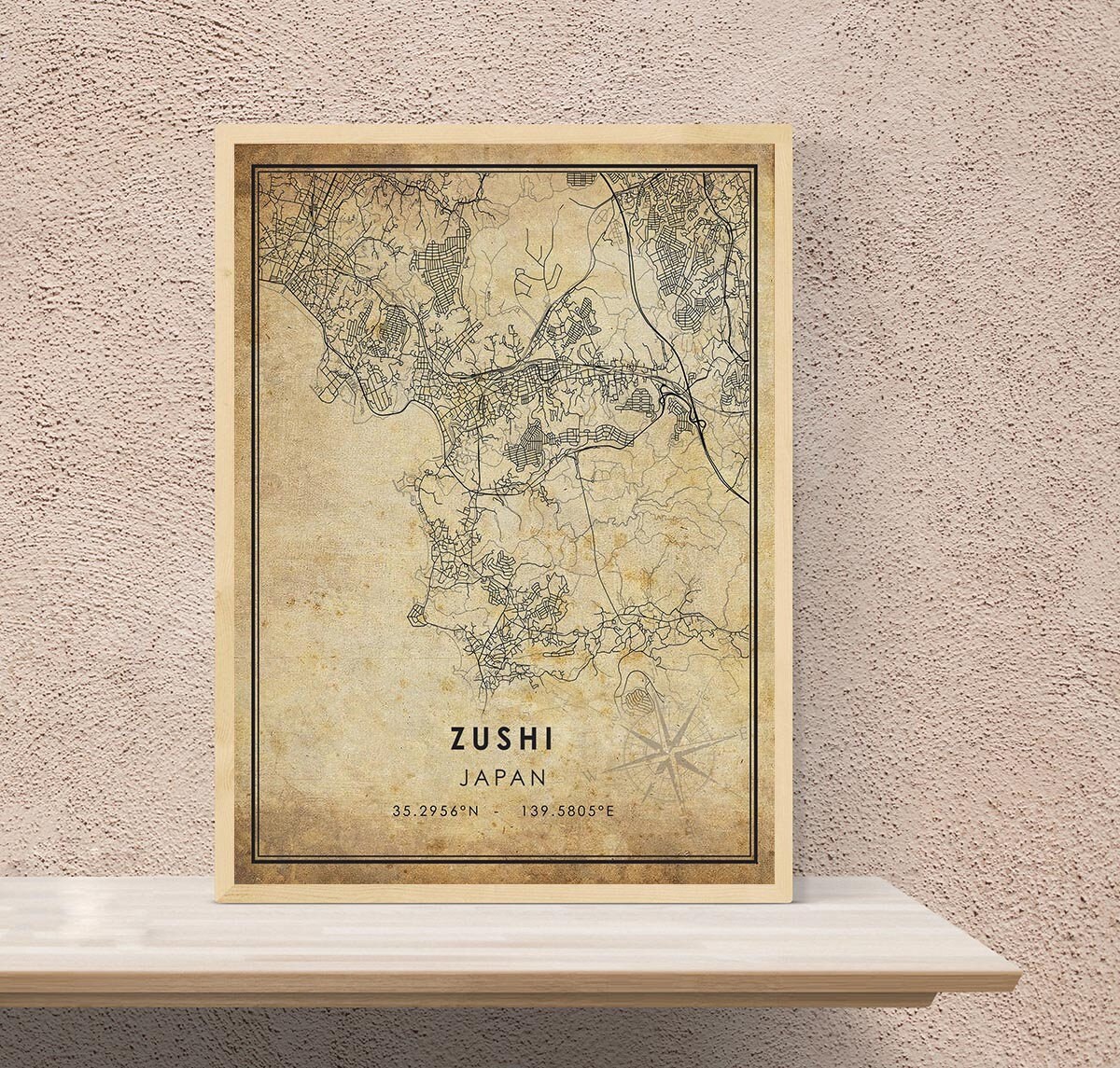 Zushi Map Print Zushi Map Japan Map Art Zushi City Road | Etsy